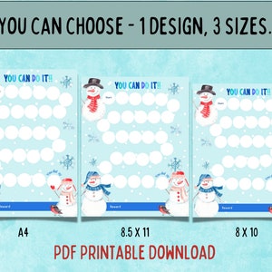 Snowy Reward Chart for Kids,printable Snowman Sticker Chart, Chore ...