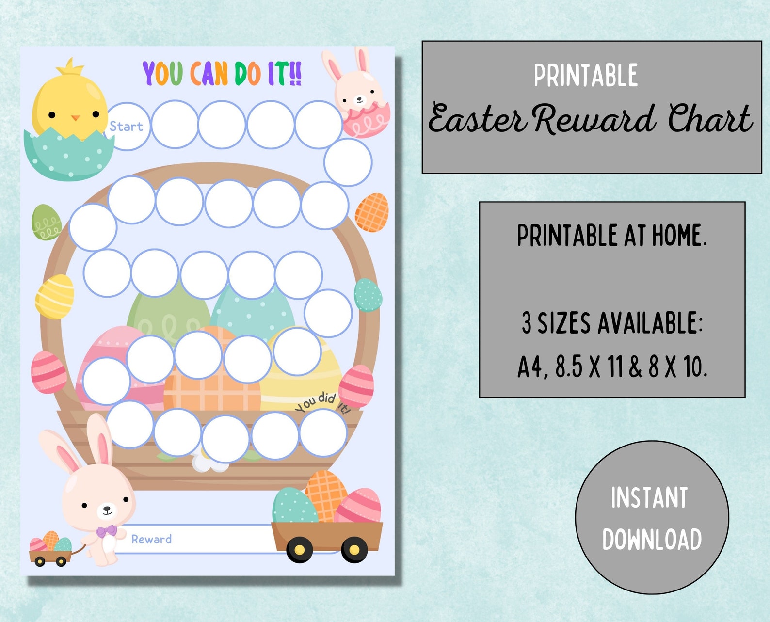 Printable Easter Reward Chart, Easter Kids Behaviour Chart, Instant ...
