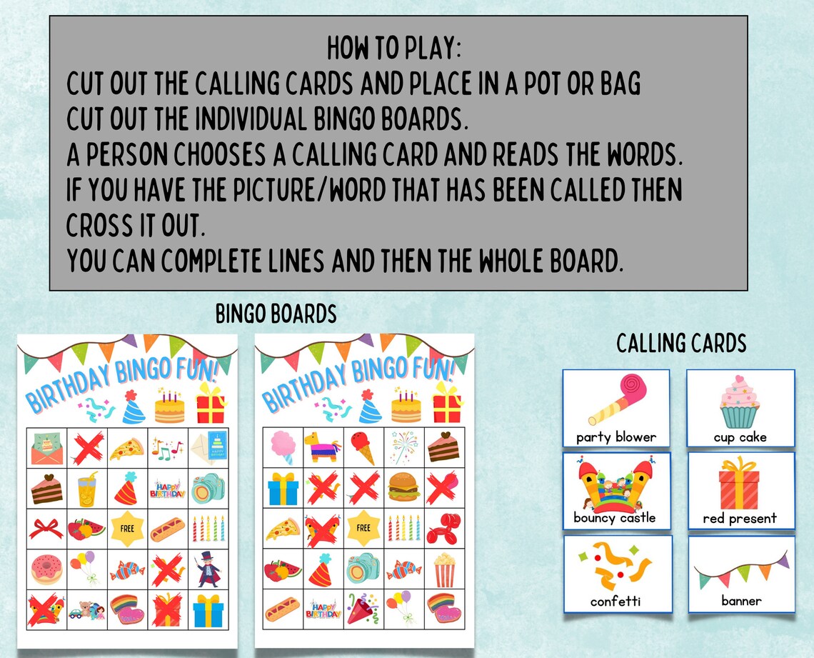 Birthday Bingo Printable Game,birthday Bingo, Birthday Kids Activities ...