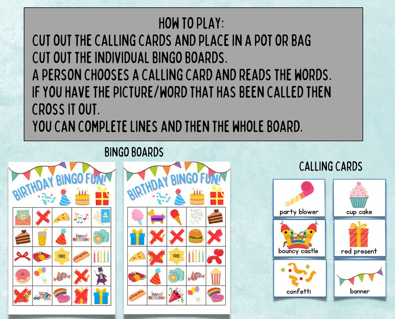 Birthday Bingo Printable Game,birthday Bingo, Birthday Kids Activities ...