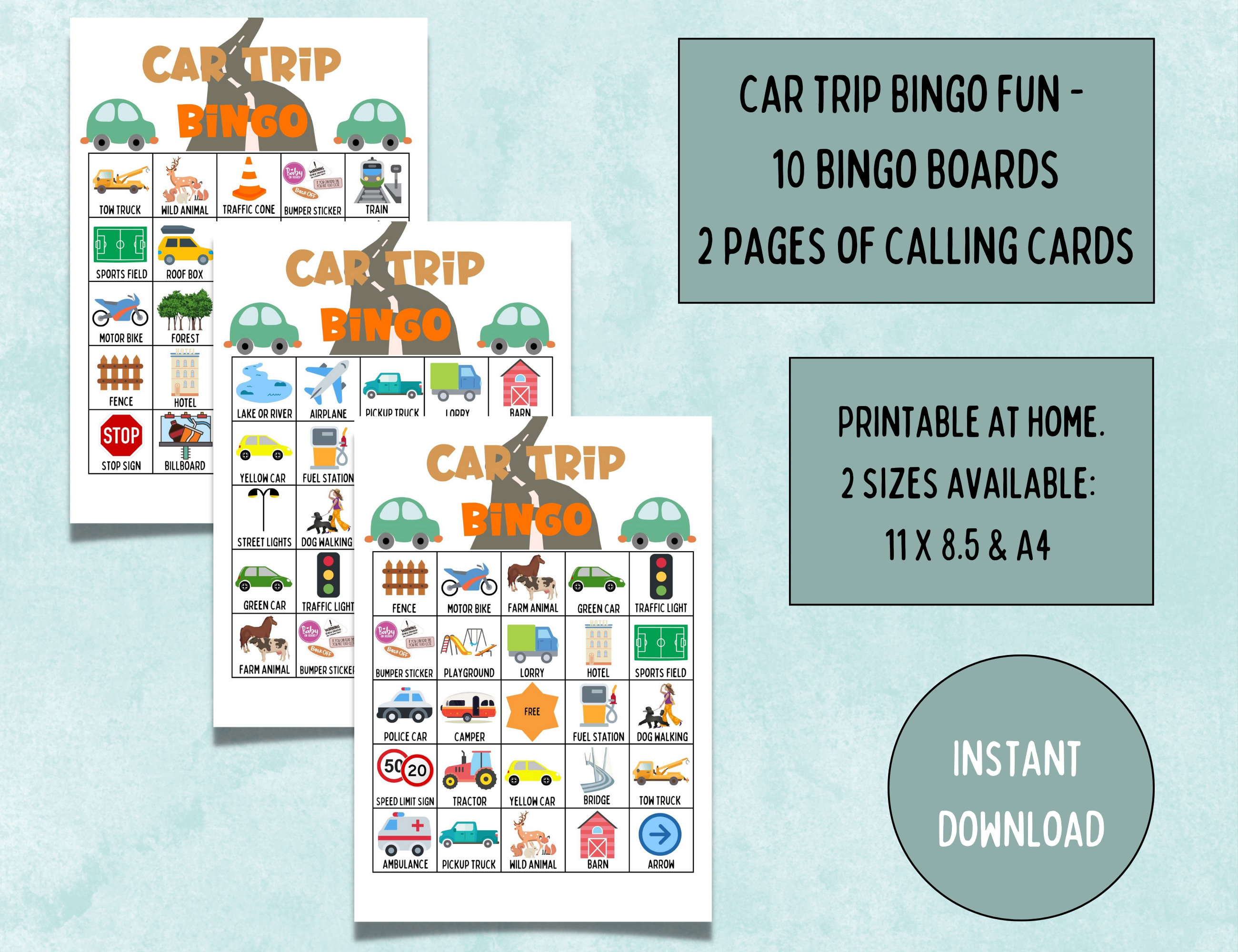 Printable Car Trip Bingo & Scavenger Hunt: Kids Road Trip Games ...