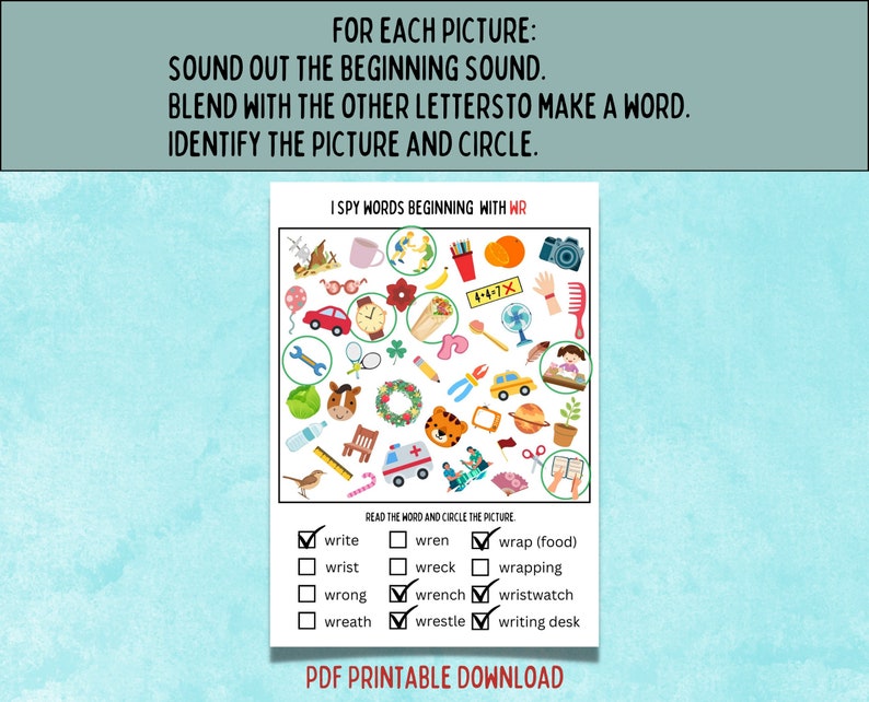 Beginning Word Blends Printable I Spy Game, Consonant Blends Worksheets ...