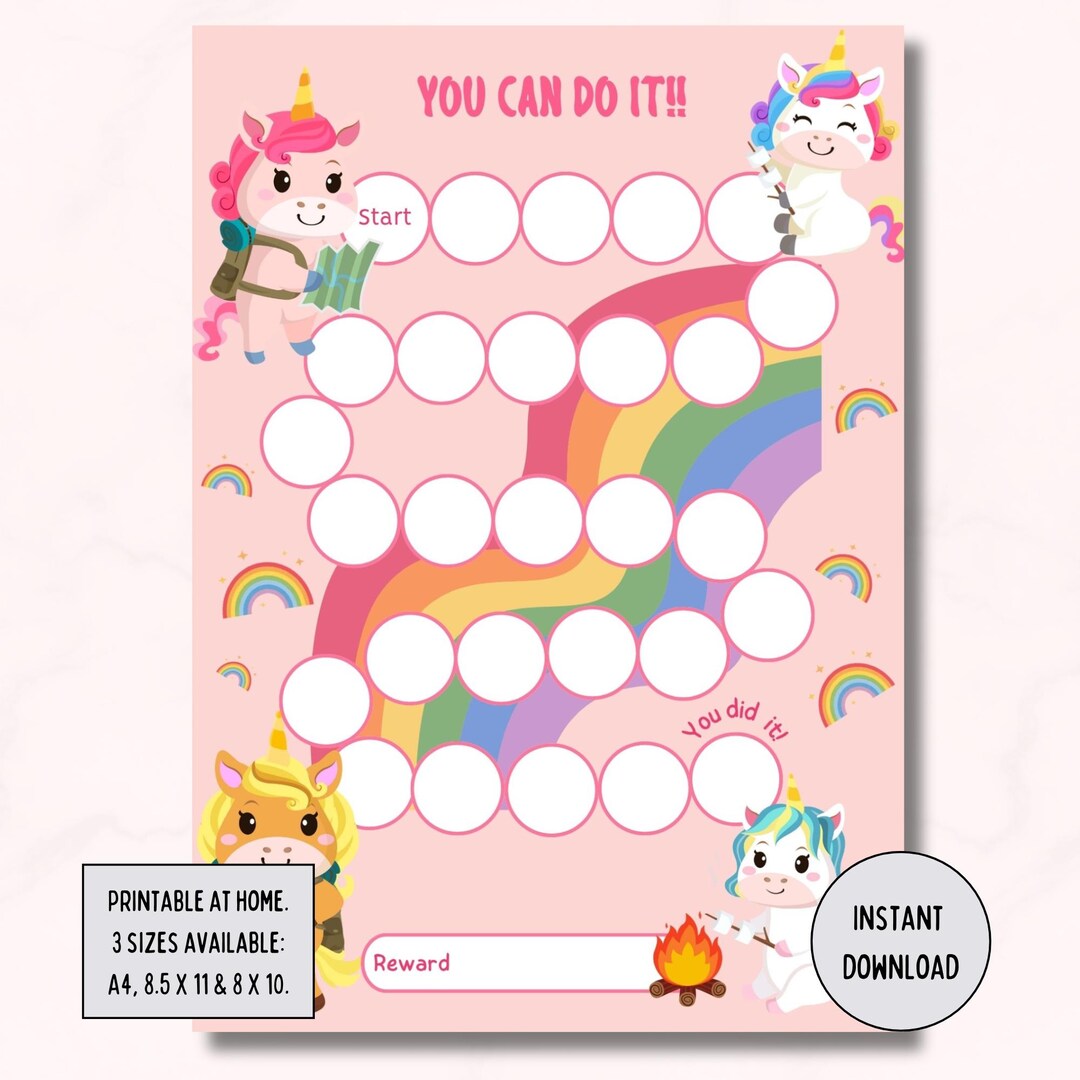Unicorn Reward Chart, Kids Chore & Behavior Tracker, Potty Training ...