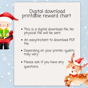 Christmas Reward Chart Printable, Sticker Chart Printable, Kids Chore ...