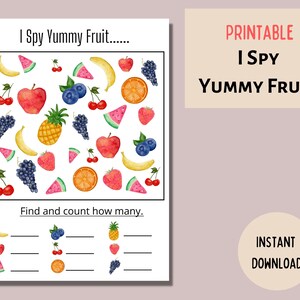 I Spy Game Preschool Worksheets I Spy Fruit Kindergarten - Etsy
