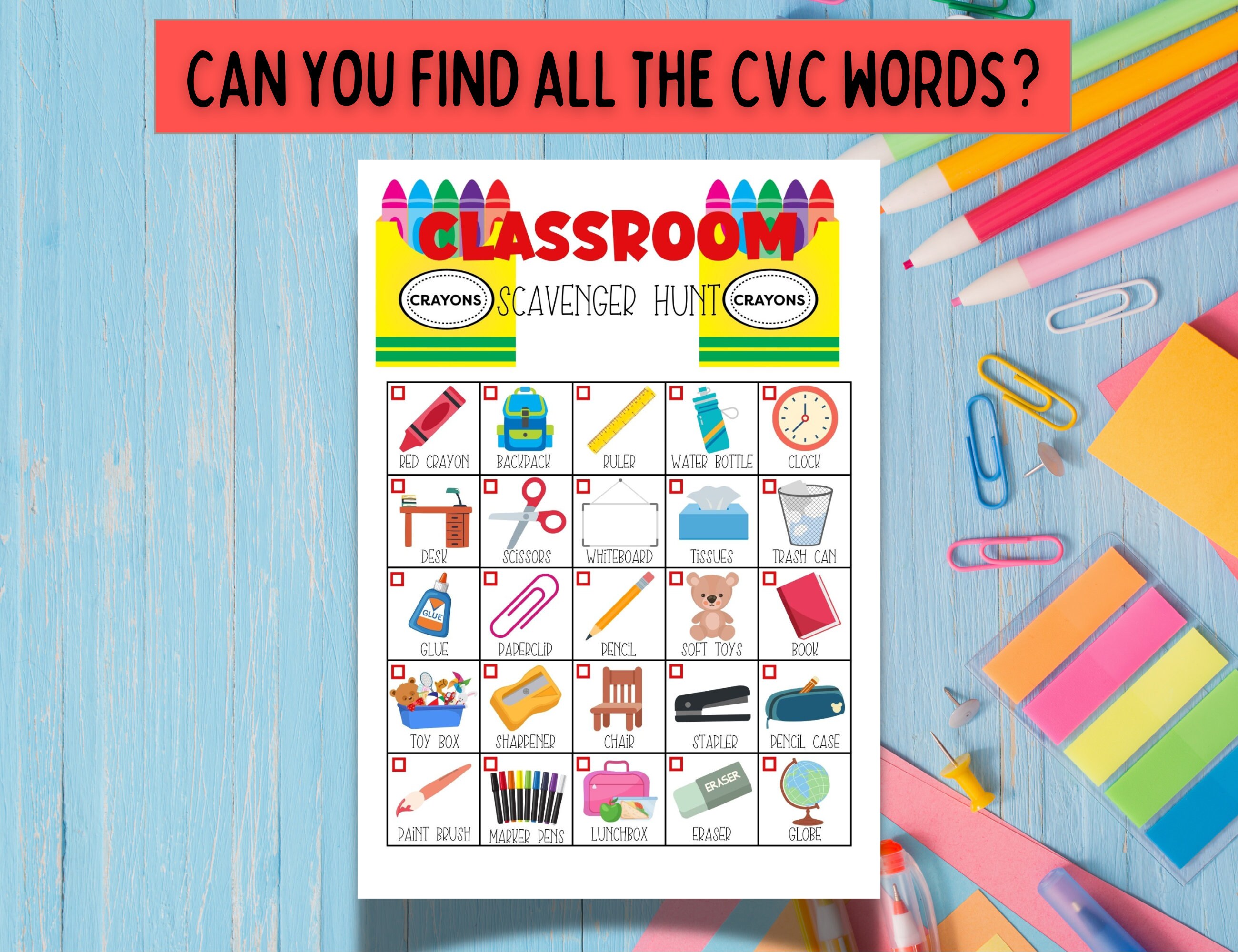 Printable Classroom Scavenger Hunt Kids, Class Look and Find, Classroom ...