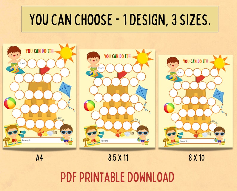 Printable Sticker Chart Beach Reward Chart Summer Behavior - Etsy