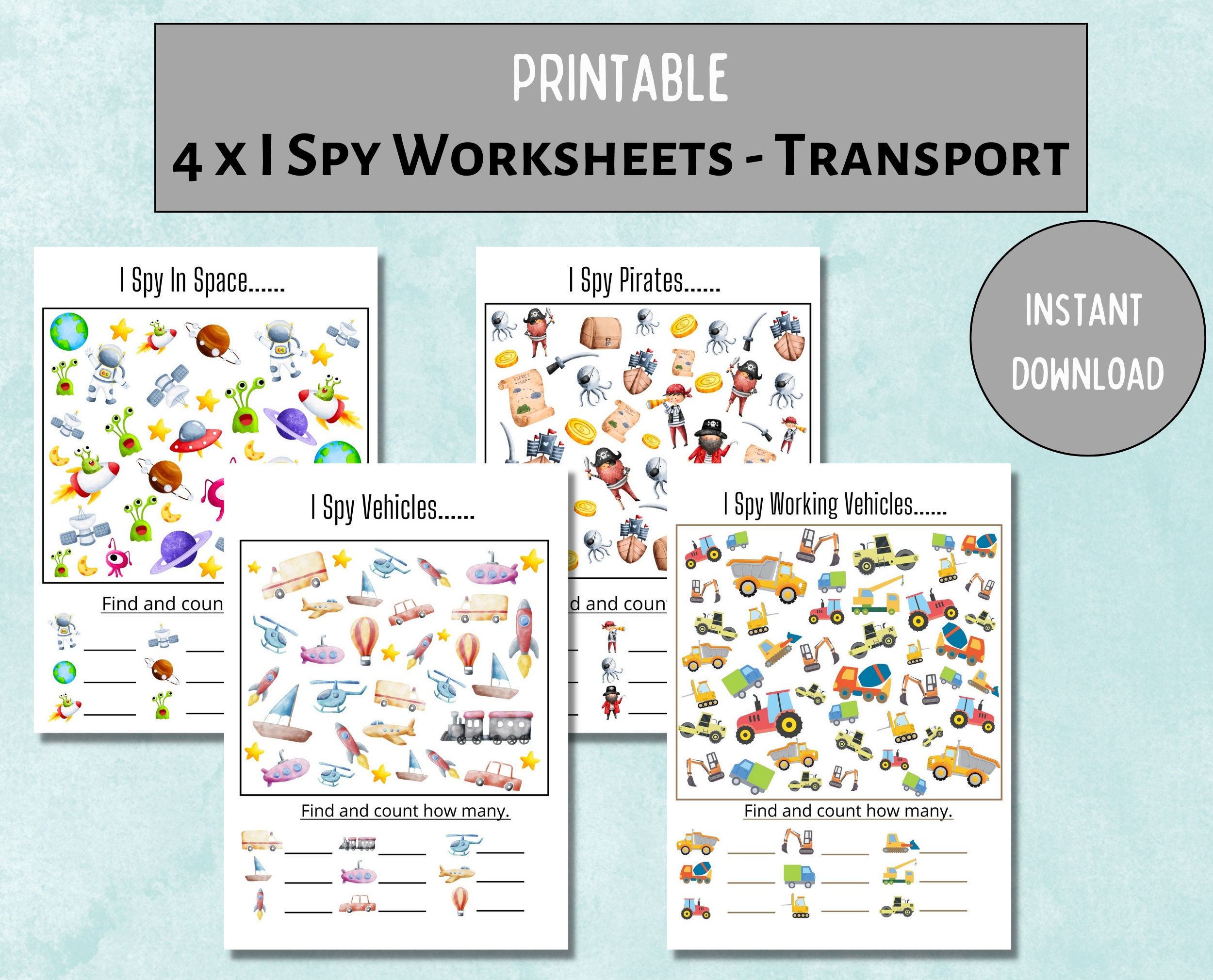 I Spy Printable Activities for Preschool, 4 I Spy Counting Games, Look ...