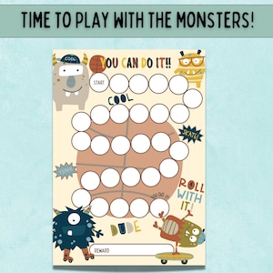 Printable Monster Reward Chart,daily Chore Chart,reward Chart Boys ...