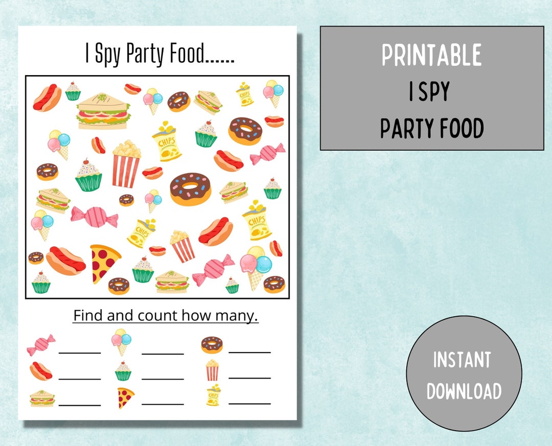 I Spy Game, Preschool Worksheets, I Spy Party Food, Kindergarten ...