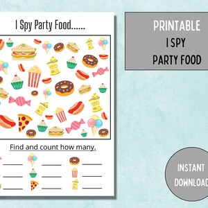 I Spy Game, Preschool Worksheets, I Spy Party Food, Kindergarten ...