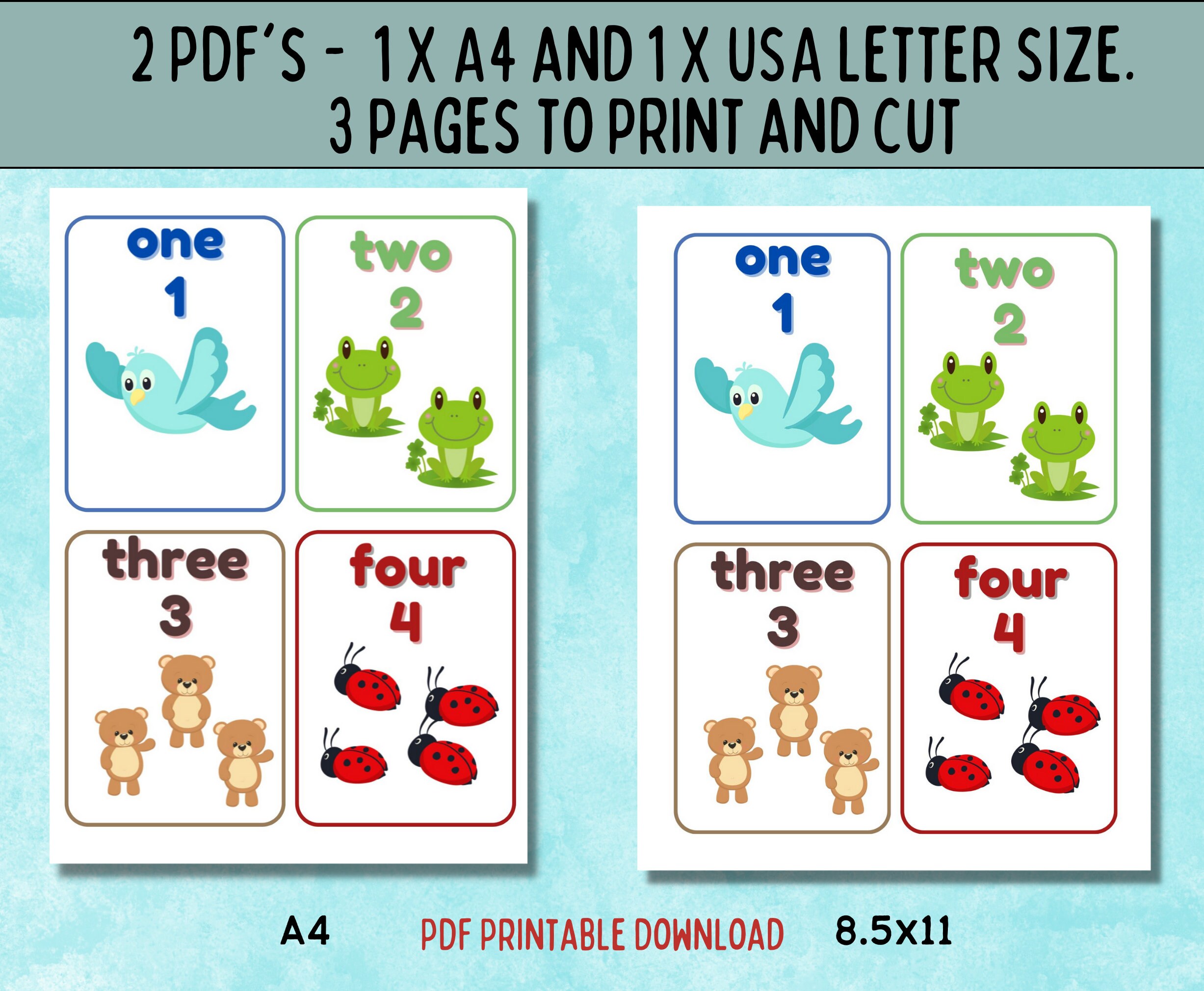 Number Flash Cards Printable,1 -10 Counting Skills, Forest Animals ...