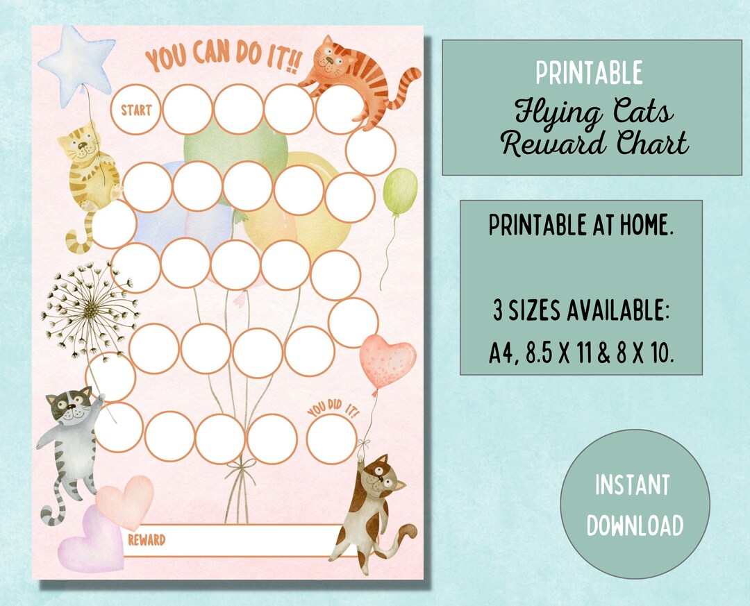 Cat Reward Chart , Printable Routine Sticker Chart, Behaviour Chart ...