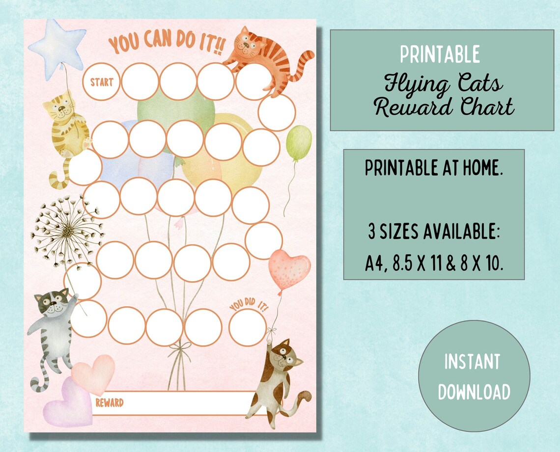 Cat Reward Chart , Printable Routine Sticker Chart, Behaviour Chart ...