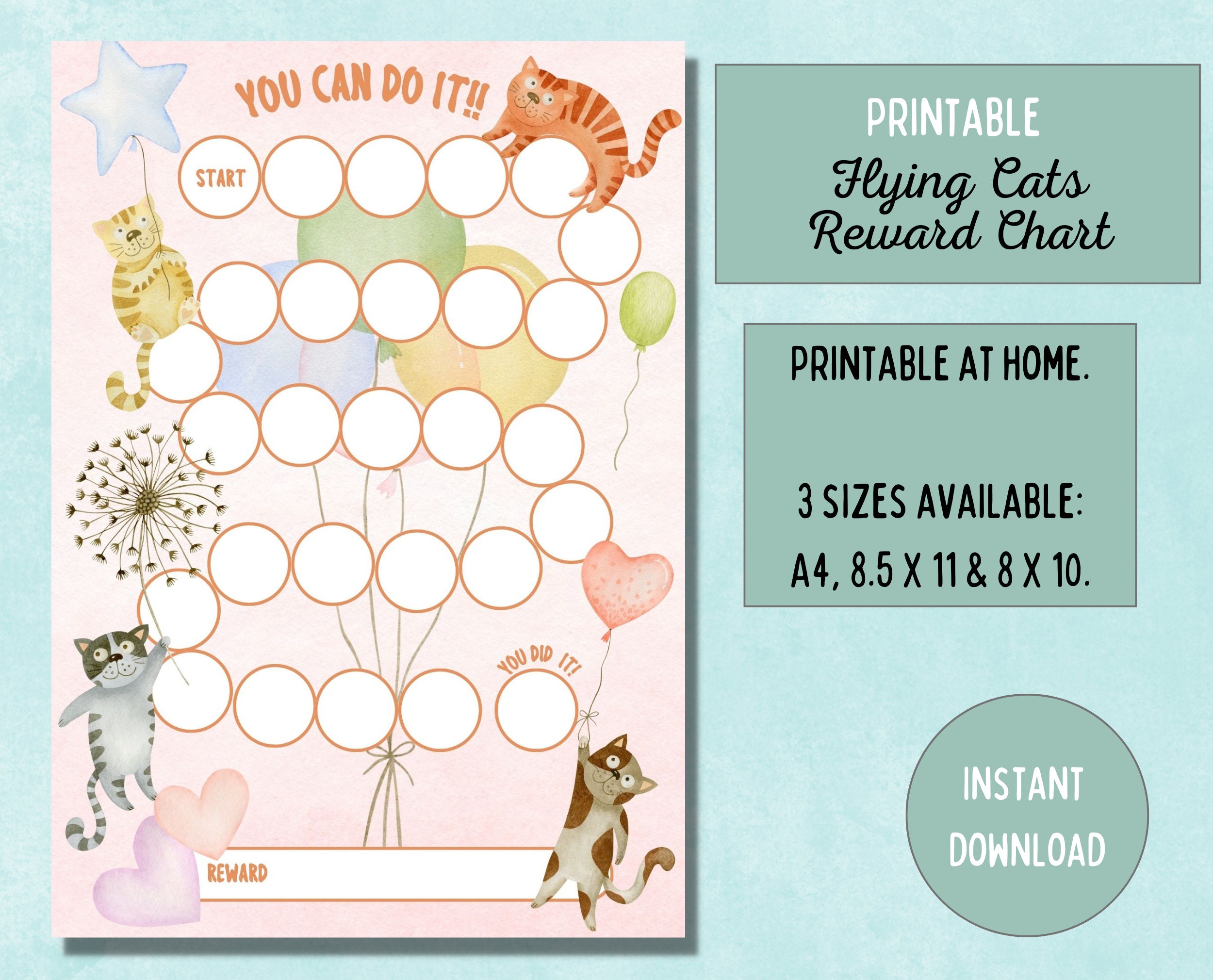 Cat Reward Chart , Printable Routine Sticker Chart, Behaviour Chart Kids, Kids Daily Chore Chart ...
