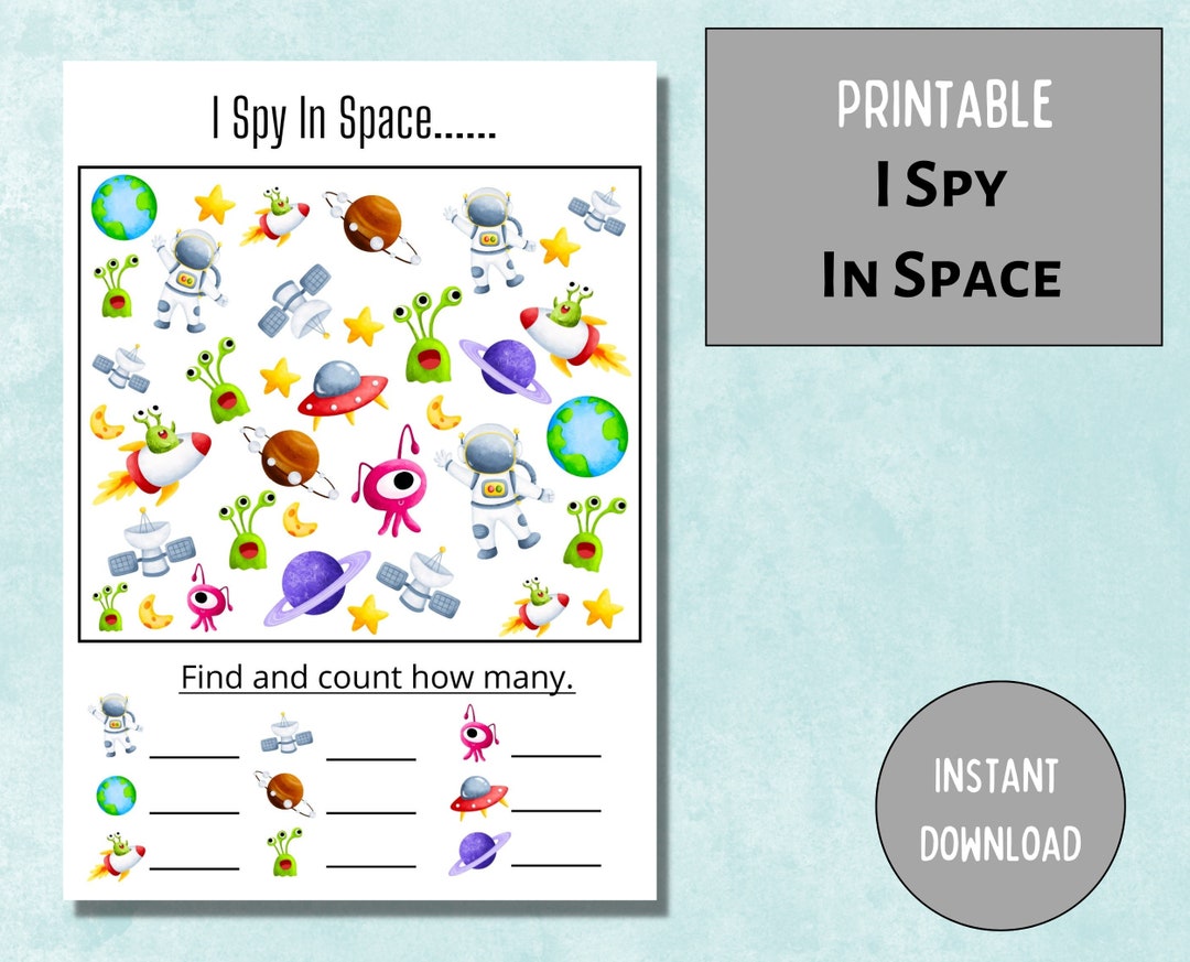 I Spy in Space Game: Counting Activity, Preschool Worksheet (digital ...