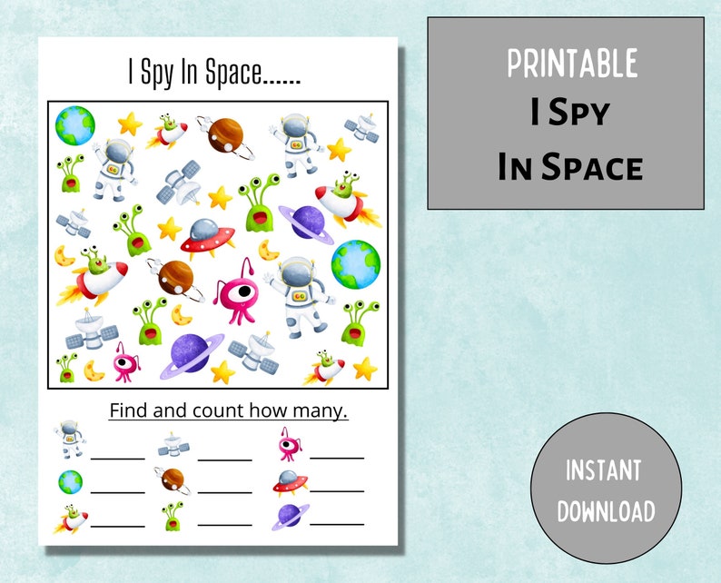 I Spy Game, Preschool Worksheets, I Spy in Space, Kindergarten ...