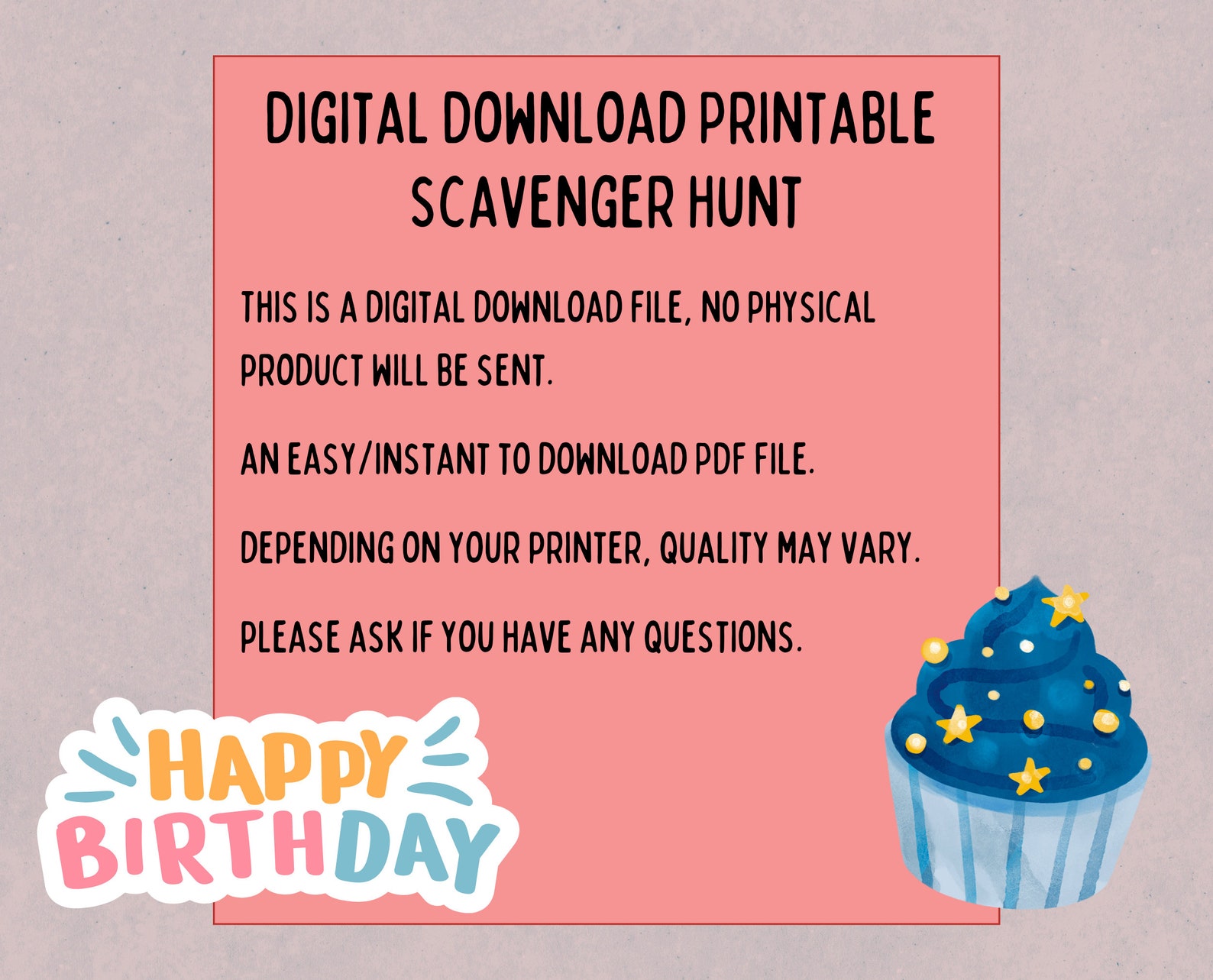 Printable Birthday Scavenger Hunt, Birthday Look and Find, Birthday ...