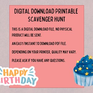 Printable Birthday Scavenger Hunt, Birthday Look and Find, Birthday ...