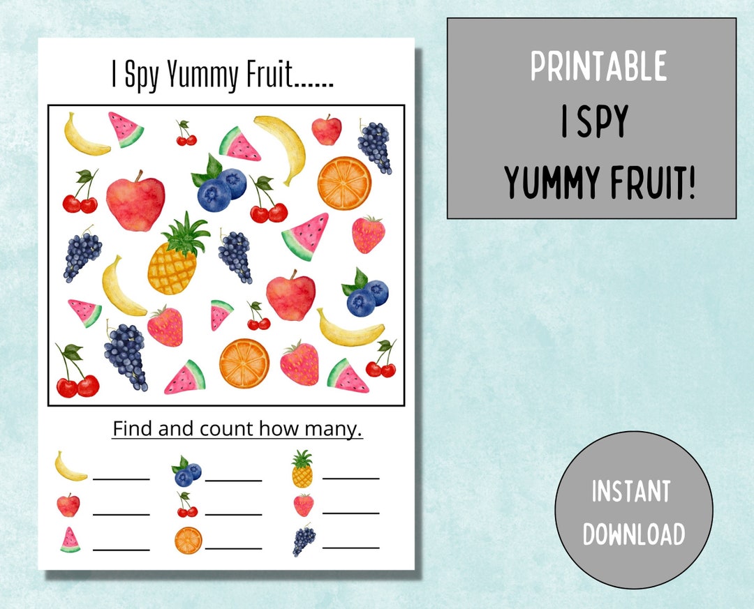 I Spy Game, Preschool Worksheets, I Spy Fruit, Kindergarten Printable ...
