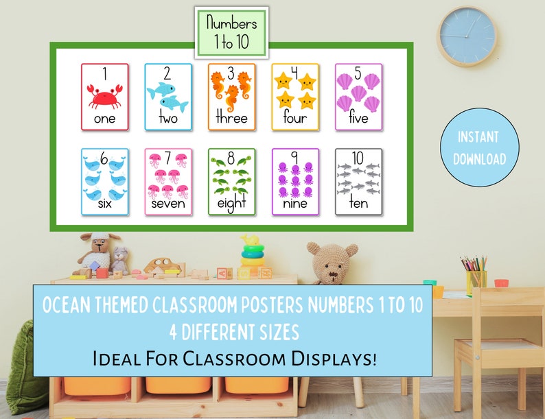 Number Poster Pack Printable, Classroom Number Display, Bulletin Board ...