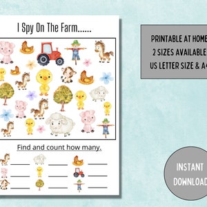 I Spy Game Preschool Worksheets I Spy on the Farm - Etsy