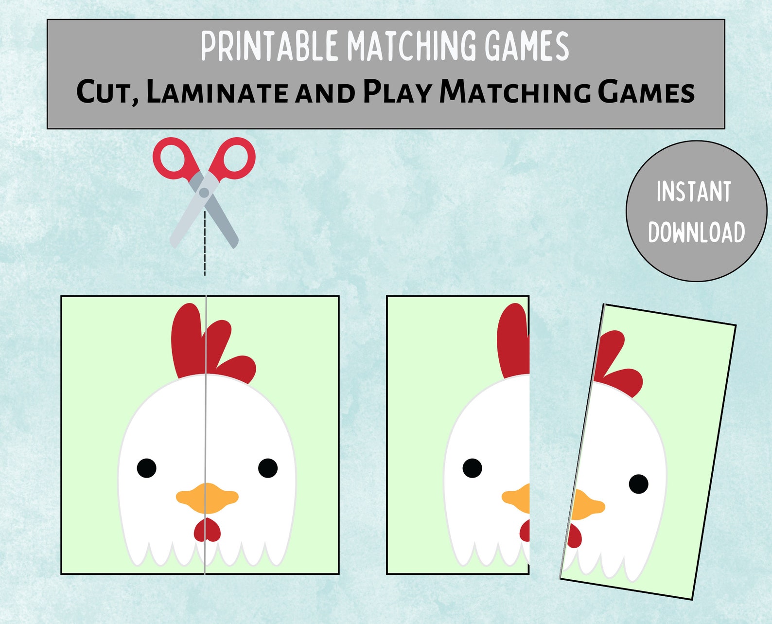 Animal Matching Card Game Printable,2 Piece Puzzles Preschool, Animal ...