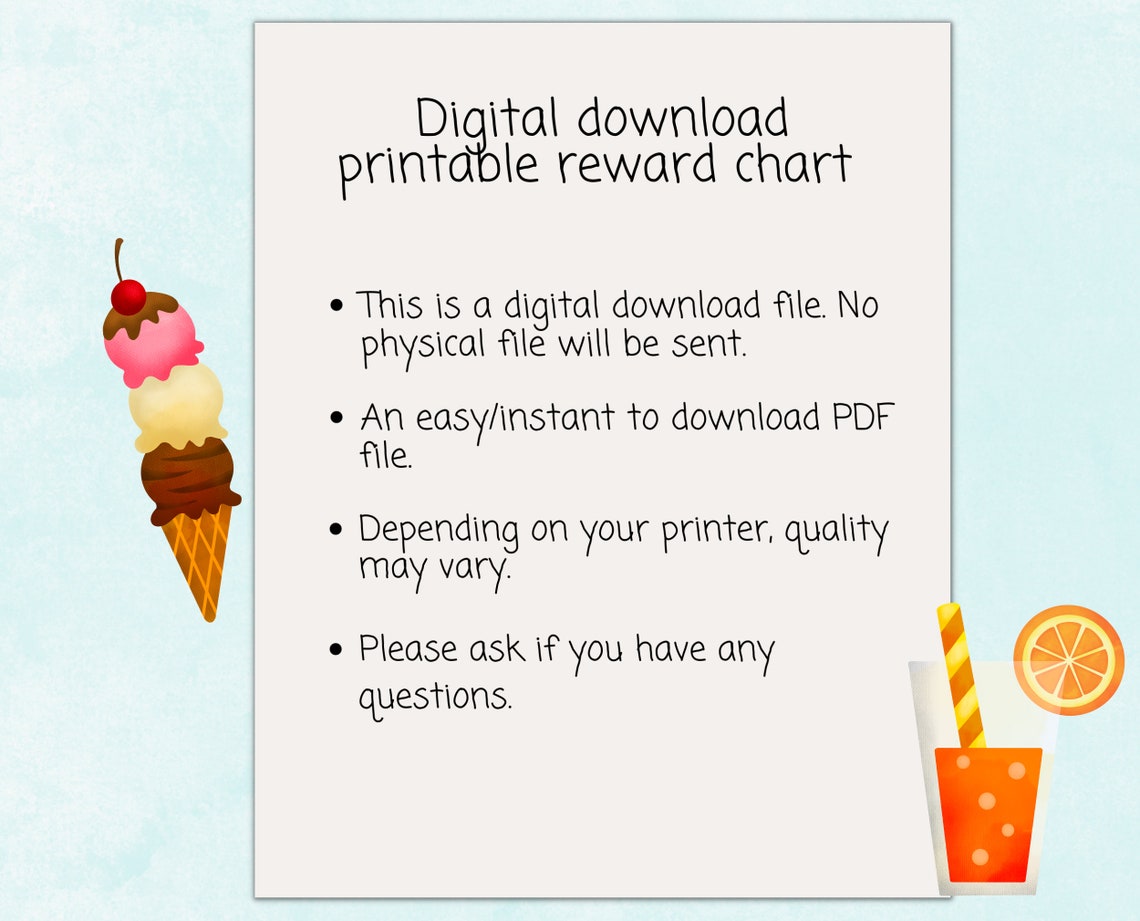 Summer Reward Chart for Kids Printable, Girls Sticker Chart Printable ...