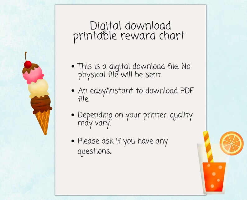 Summer Reward Chart for Kids Printable, Girls Sticker Chart Printable ...