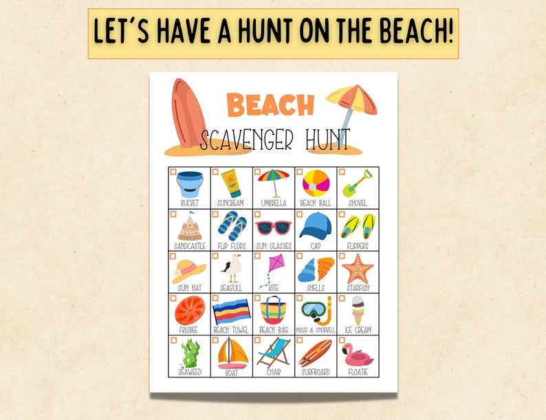 Printable Beach Scavenger Hunt: Summer Kids Activity (digital Download ...