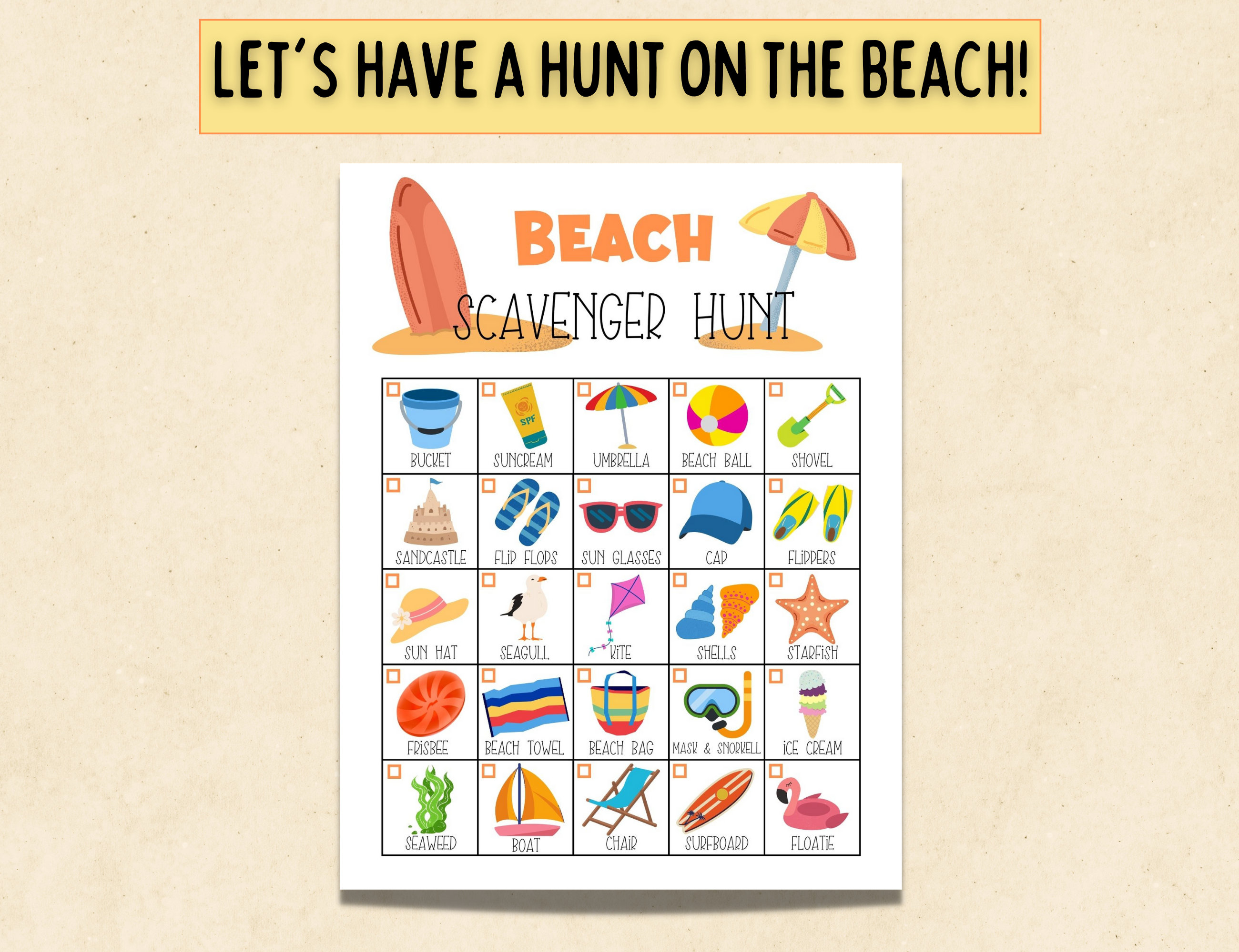 Printable Beach Scavenger Hunt: Summer Kids Activity (digital Download ...