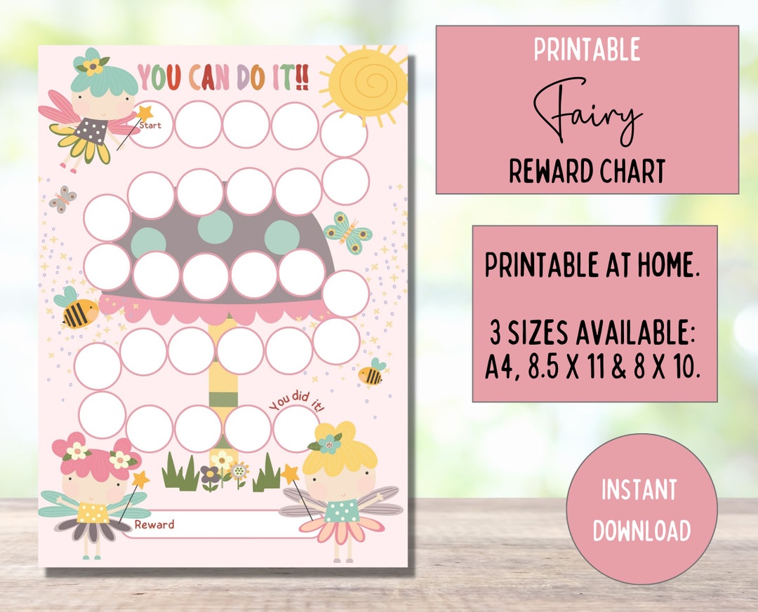 Printable Sticker Chart Fairy Reward Chart Behavior Chart - Etsy