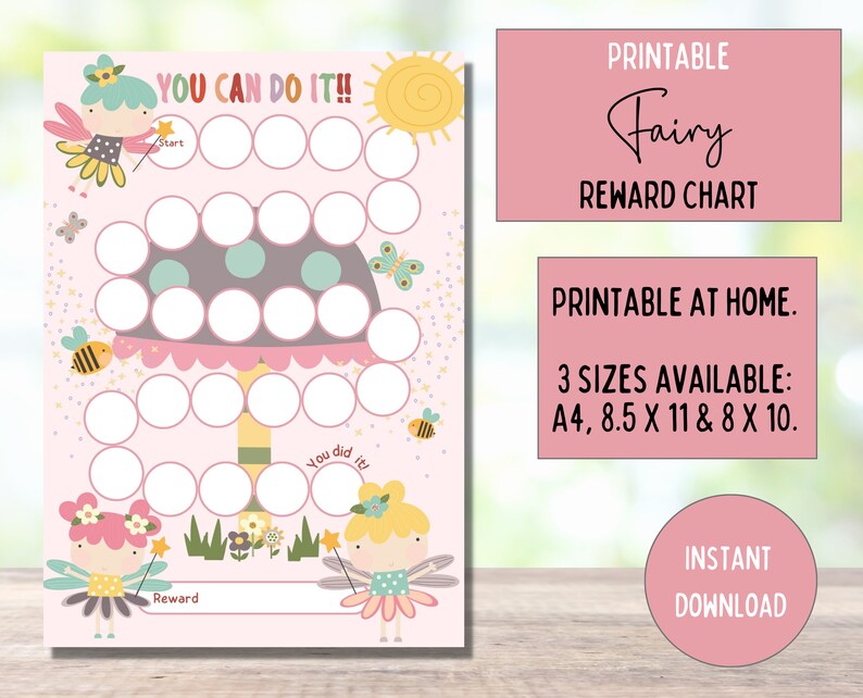 Printable Sticker Chart Fairy Reward Chart Behavior Chart - Etsy