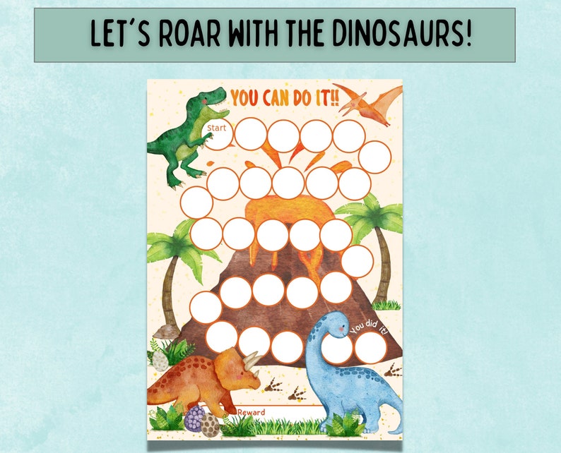 Printable Dinosaur Reward Chart,dinosaur Sticker Chart,daily Chore ...