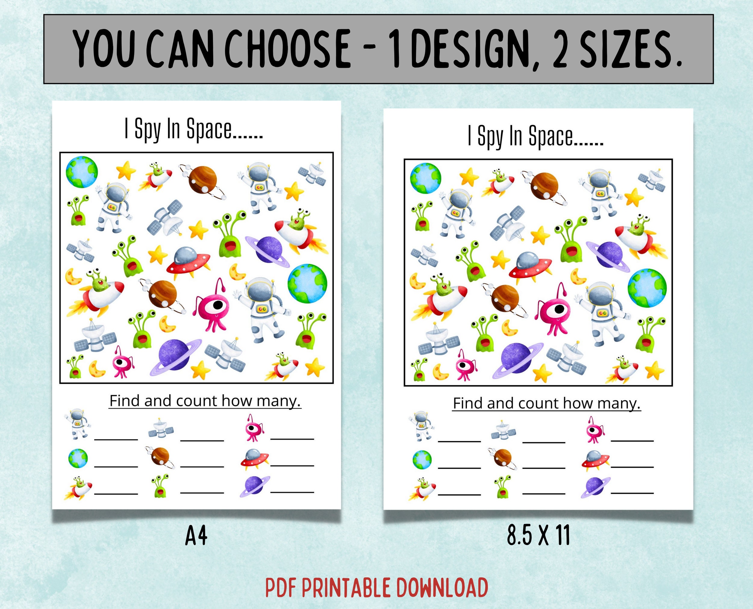 I Spy Game, Preschool Worksheets, I Spy in Space, Kindergarten ...