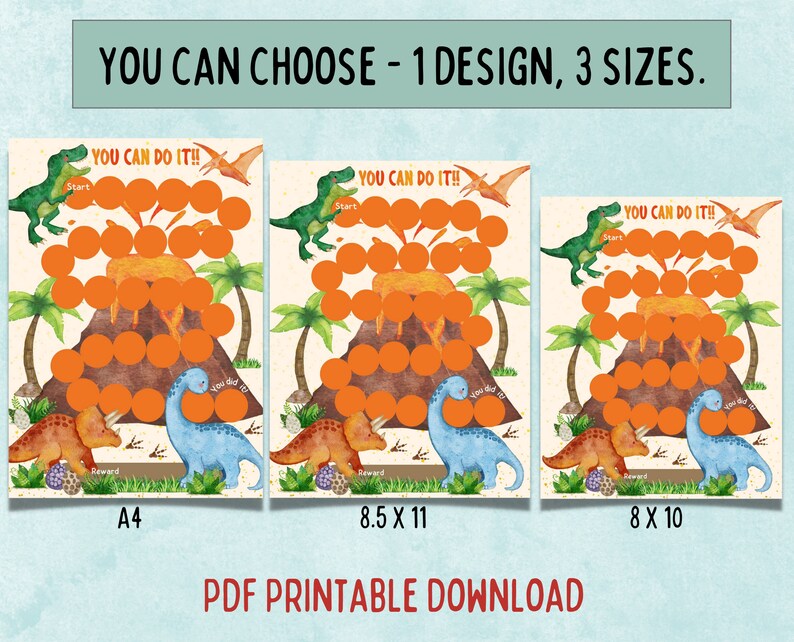 Dinosaur Reward Chart Printable, Dinosaur Sticker Chart, Toddler Chore ...