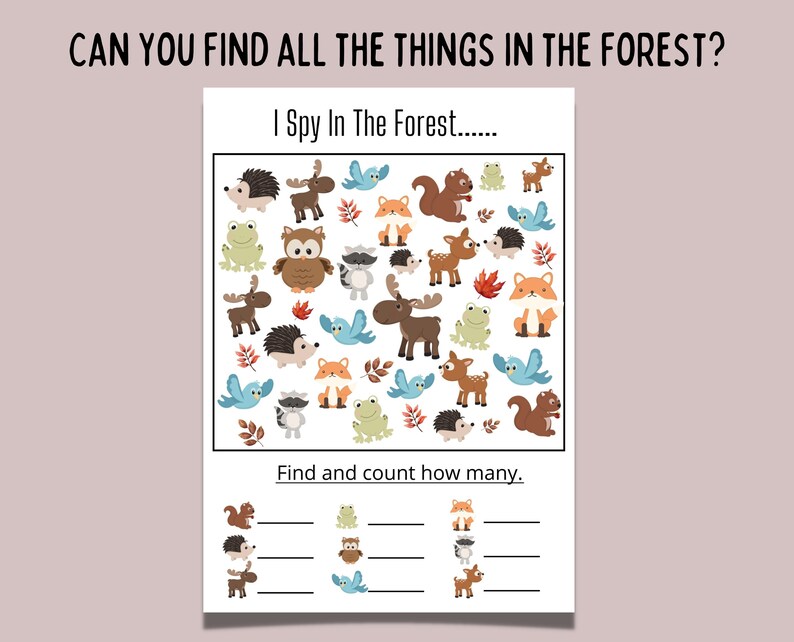 I Spy Printable Animal Activities for Toddlers 4 I Spy - Etsy