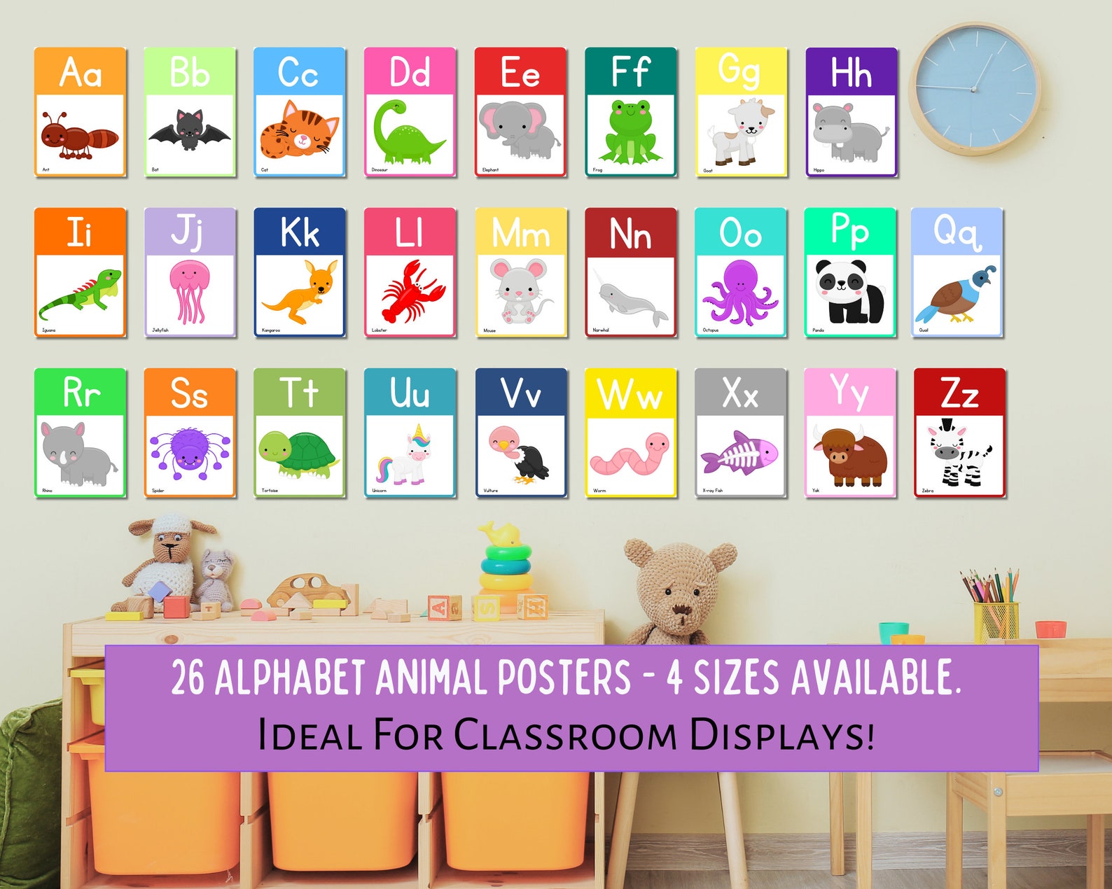 ABC Poster Pack Printable, Classroom Alphabet Display, Animal Bulletin ...