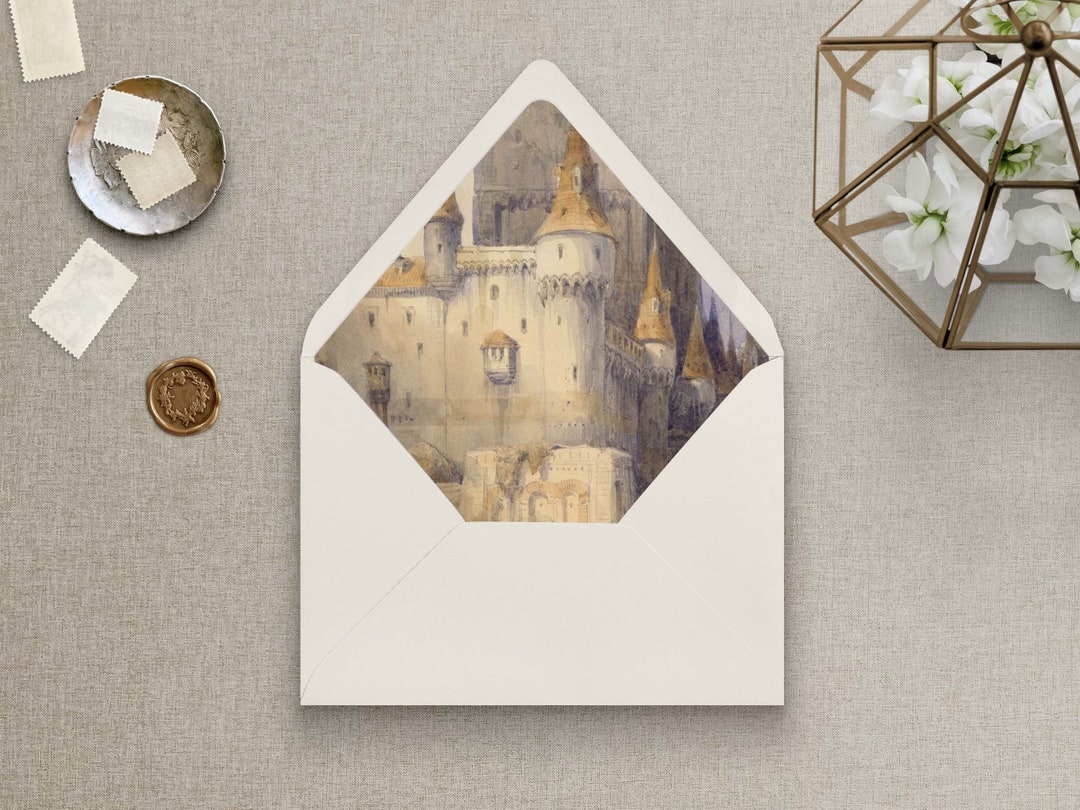 Mountain Castle Envelope Liner | Printable Invitation Envelope Liner ...