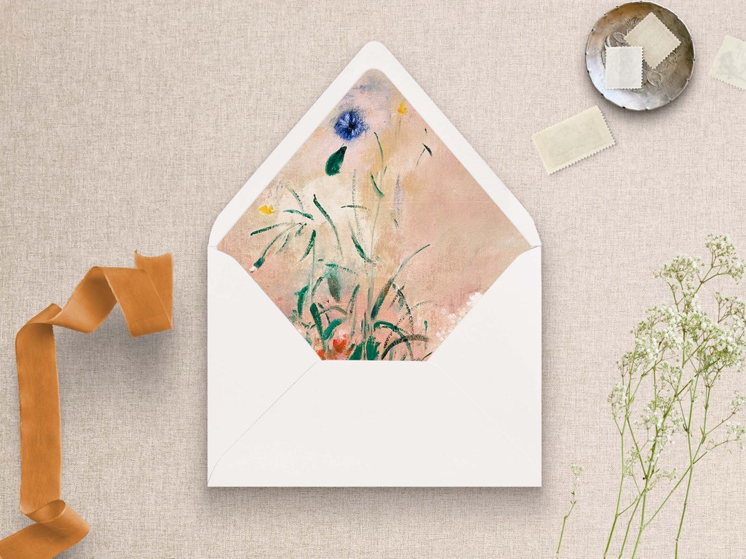 Pastel Abstract Flower Envelope Liner | Printable Invitation Envelope ...