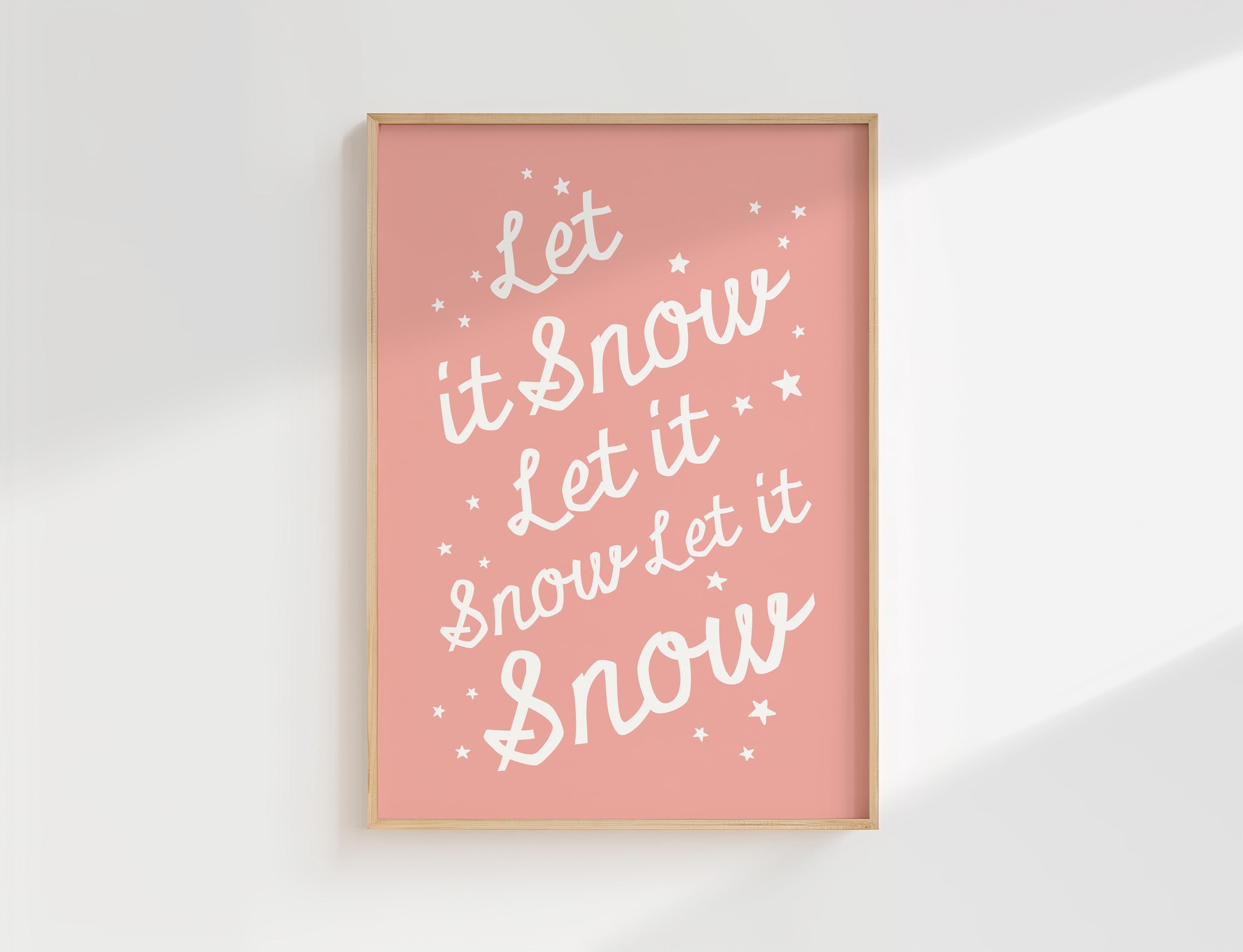 Let It Snow Print, Christmas Wall Art, Preppy Holiday Printable, Ribbon ...