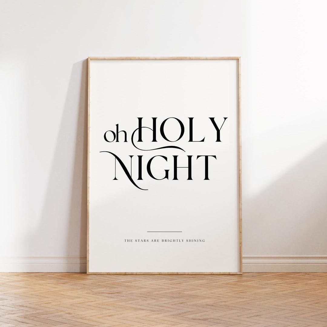 Oh Holy Night Print, Christmas Wall Art, Holiday Decor, Winter Wall Art ...