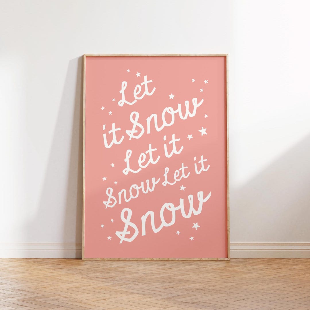 Let It Snow Print, Christmas Wall Art, Preppy Holiday Printable, Ribbon ...