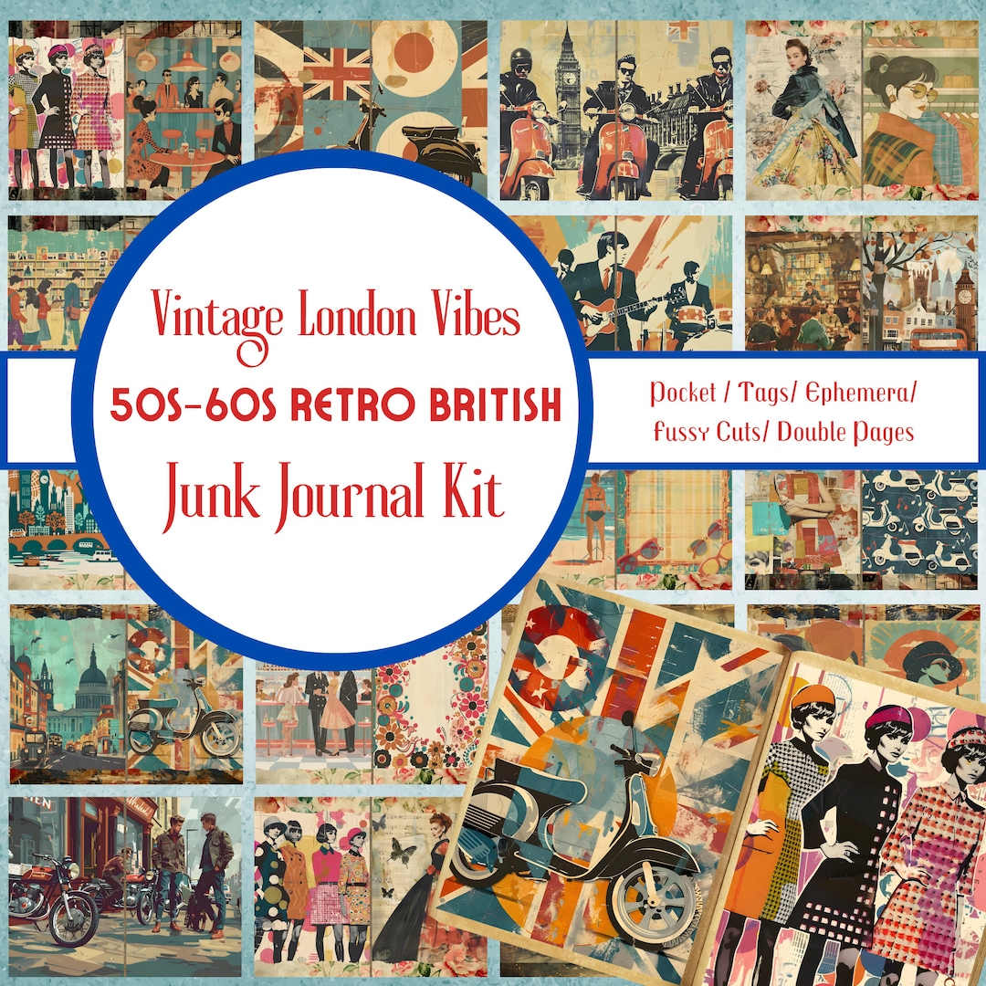 Retro British Junk Journal Kit: 50s-60s London Ephemera (digital ...