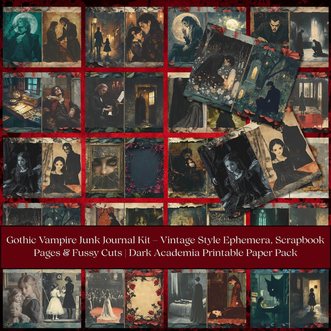 Gothic Vampire Junk Journal Kit: Vintage Ephemera, Scrapbook Paper ...