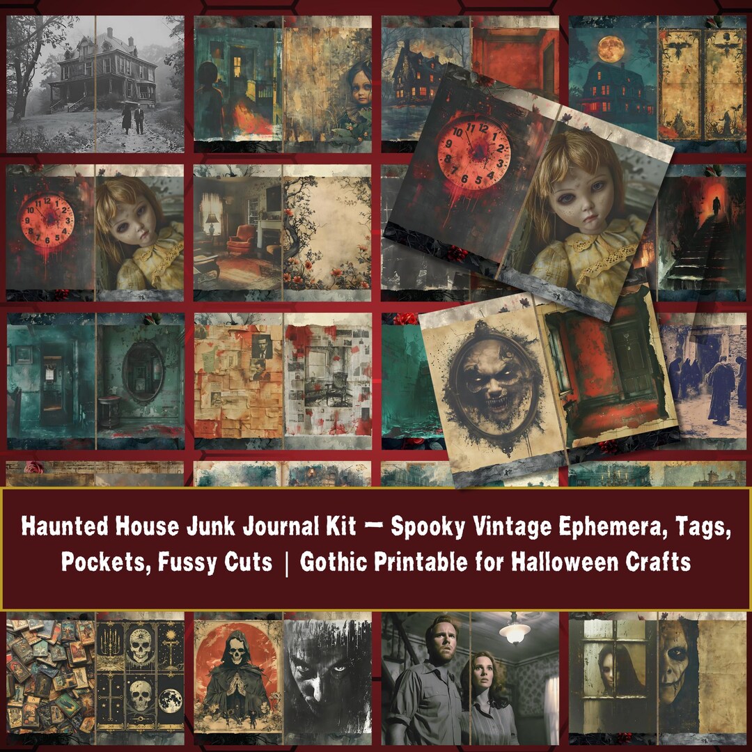 Haunted House Junk Journal Kit: Spooky Ephemera, Gothic Halloween ...