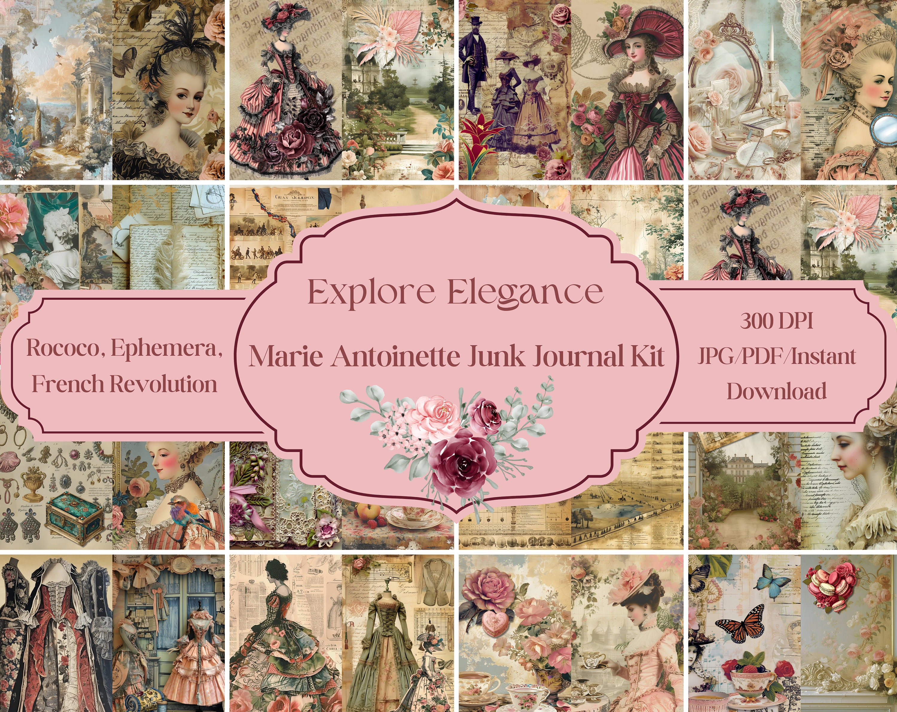 Explore Elegance: Marie Antoinette Junk Journal Kit - French Revolution ...