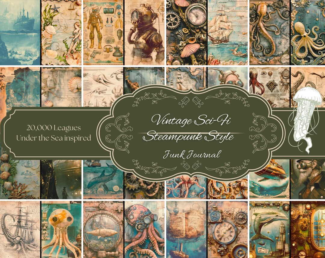 Vintage Steampunk Junk Journal: 20,000 Leagues Sci-fi (digital Download ...