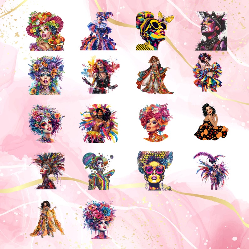 Fabulous Drag Queen Digital Clipart Collection - 70 PNG Images With ...