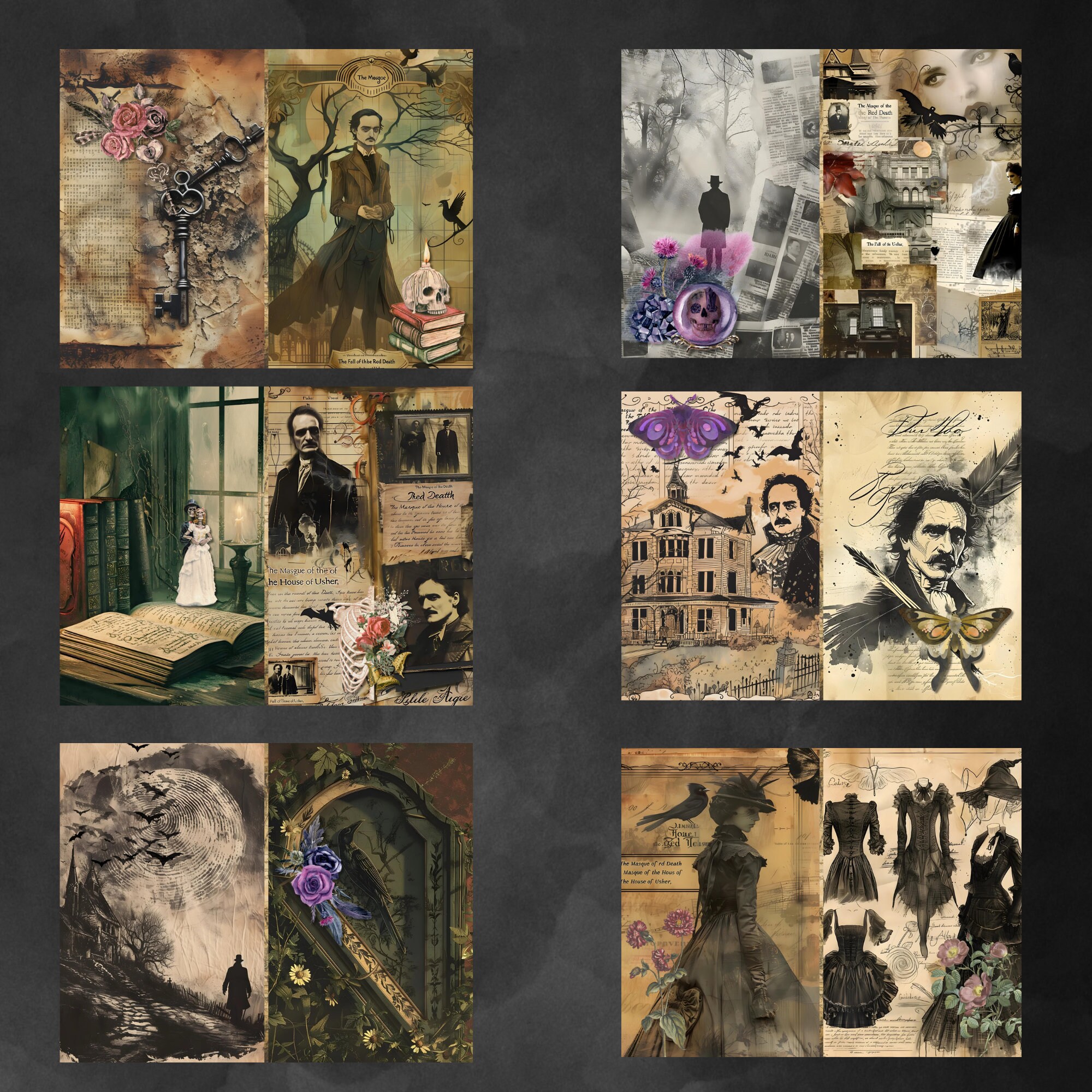Gothic Horror Ephemera Junk Journal Inspired by Edgar Allan Poe Digital ...